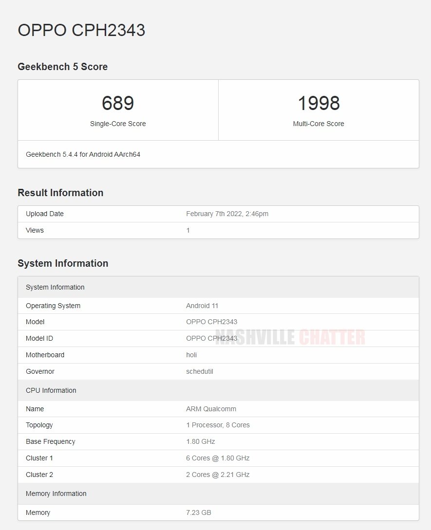 OPPO Reno7 Z (CPH2343) Geekbench Listing Reveals Snapdragon 695 SoC and ...